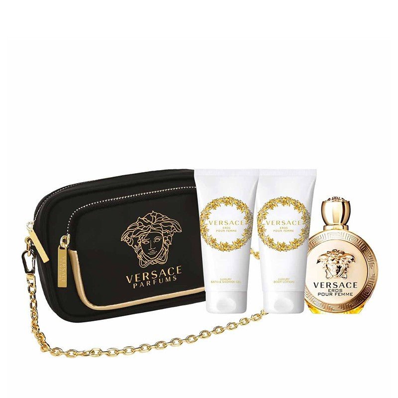 Versace Eros Women Set EDP 100Ml+Body Lotion 100Ml+BSG 100Ml+Pouch – Allurebeautypk